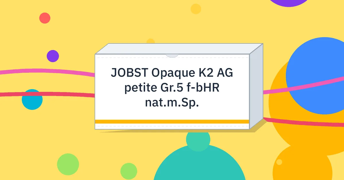 Symbolbild: Packung mit der Aufschrift JOBST Opaque K2 AG petite Gr.5 f-bHR nat.m.Sp. (PZN 11254956) – Verfügbarkeit und Bezug in Apotheken in Frankfurt am Main