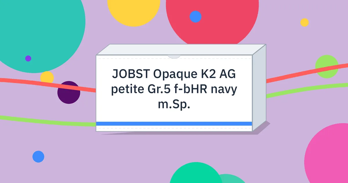 Symbolbild: Packung mit der Aufschrift JOBST Opaque K2 AG petite Gr.5 f-bHR navy m.Sp. (PZN 13160633) – Verfügbarkeit und Bezug in Apotheken in Frankfurt am Main