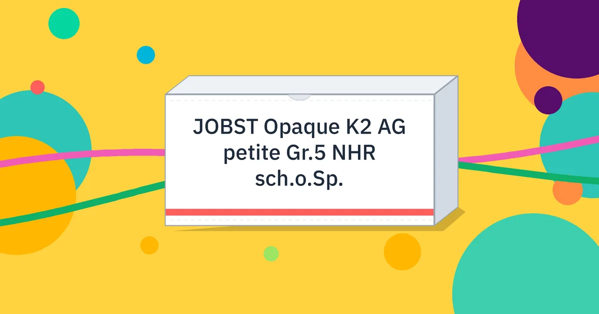 Symbolbild: Packung mit der Aufschrift JOBST Opaque K2 AG petite Gr.5 NHR sch.o.Sp. (PZN 11256398) – Verfügbarkeit und Bezug in Apotheken in Frankfurt am Main
