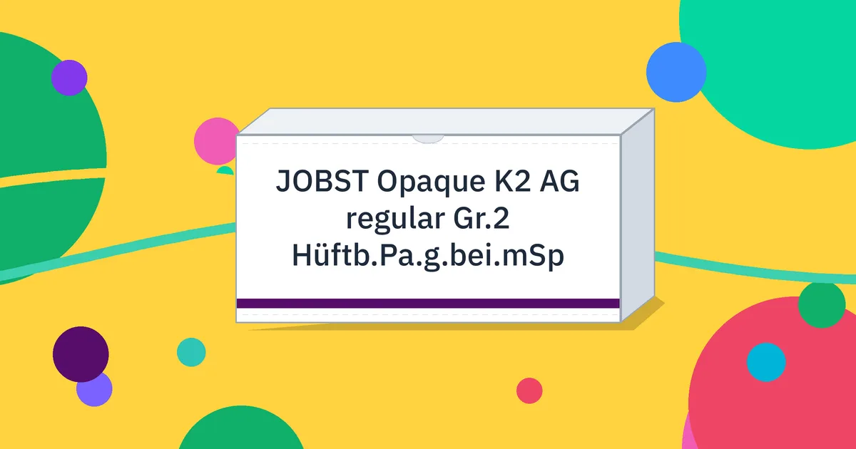 Symbolbild: Packung mit der Aufschrift JOBST Opaque K2 AG regular Gr.2 Hüftb.Pa.g.bei.mSp (PZN 16286903) – Verfügbarkeit und Bezug in Apotheken in Frankfurt am Main