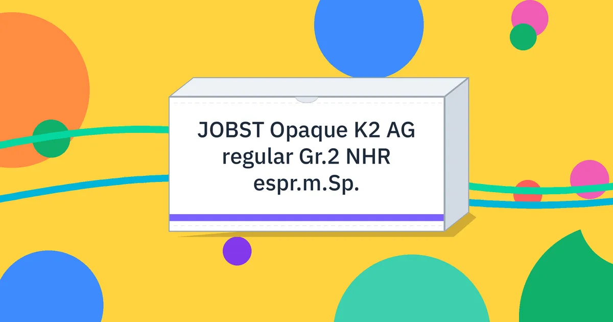 Symbolbild: Packung mit der Aufschrift JOBST Opaque K2 AG regular Gr.2 NHR espr.m.Sp. (PZN 16281892) – Verfügbarkeit und Bezug in Apotheken in Frankfurt am Main