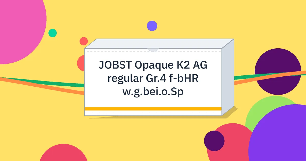 Symbolbild: Packung mit der Aufschrift JOBST Opaque K2 AG regular Gr.4 f-bHR w.g.bei.o.Sp (PZN 16280421) – Verfügbarkeit und Bezug in Apotheken in Frankfurt am Main