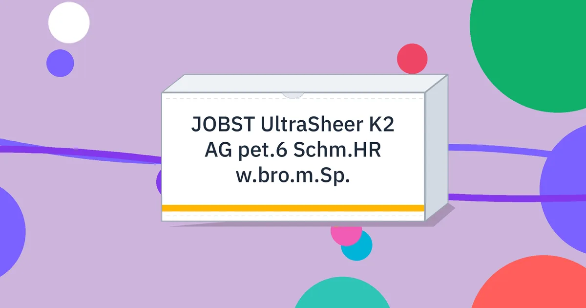 Symbolbild: Packung mit der Aufschrift JOBST UltraSheer K2 AG pet.6 Schm.HR w.bro.m.Sp. (PZN 13141995) – Verfügbarkeit und Bezug in Apotheken in Frankfurt am Main