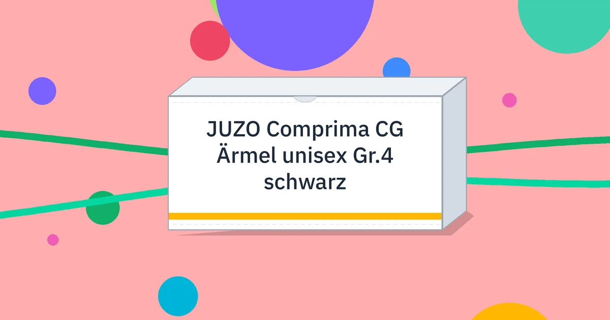 Symbolbild: Packung mit der Aufschrift JUZO Comprima CG Ärmel unisex Gr.4 schwarz (PZN 20781790) – Verfügbarkeit und Bezug in Apotheken in Frankfurt am Main