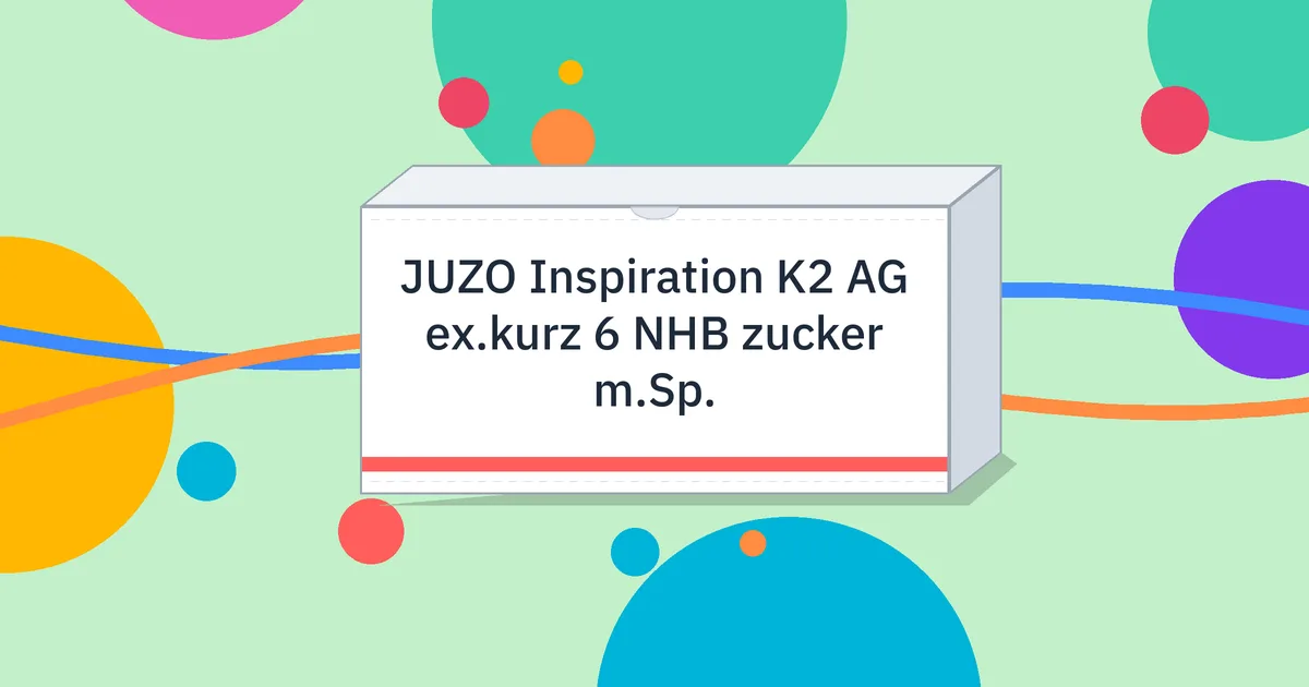 Symbolbild: Packung mit der Aufschrift JUZO Inspiration K2 AG ex.kurz 6 NHB zucker m.Sp. (PZN 14965681) – Verfügbarkeit und Bezug in Apotheken in Frankfurt am Main