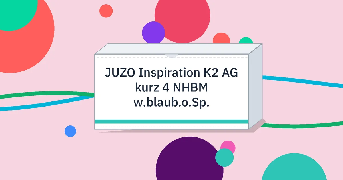 Symbolbild: Packung mit der Aufschrift JUZO Inspiration K2 AG kurz 4 NHBM w.blaub.o.Sp. (PZN 14948895) – Verfügbarkeit und Bezug in Apotheken in Frankfurt am Main