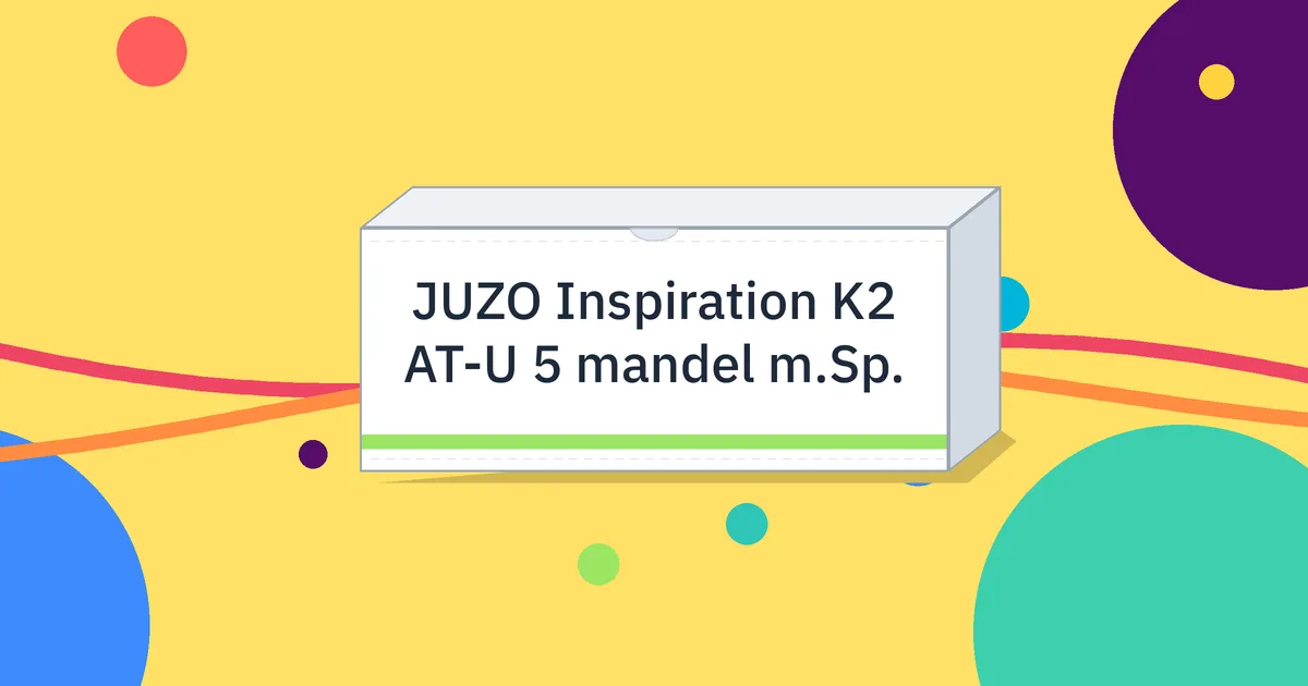 Symbolbild: Packung mit der Aufschrift JUZO Inspiration K2 AT-U 5 mandel m.Sp. (PZN 14928303) – Verfügbarkeit und Bezug in Apotheken in Frankfurt am Main