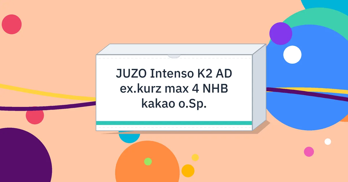 Symbolbild: Packung mit der Aufschrift JUZO Intenso K2 AD ex.kurz max 4 NHB kakao o.Sp. (PZN 18621240) – Verfügbarkeit und Bezug in Apotheken in Frankfurt am Main