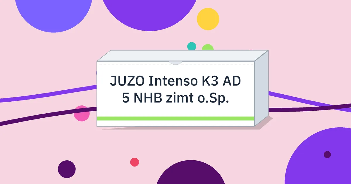 Symbolbild: Packung mit der Aufschrift JUZO Intenso K3 AD 5 NHB zimt o.Sp. (PZN 18641389) – Verfügbarkeit und Bezug in Apotheken in Frankfurt am Main
