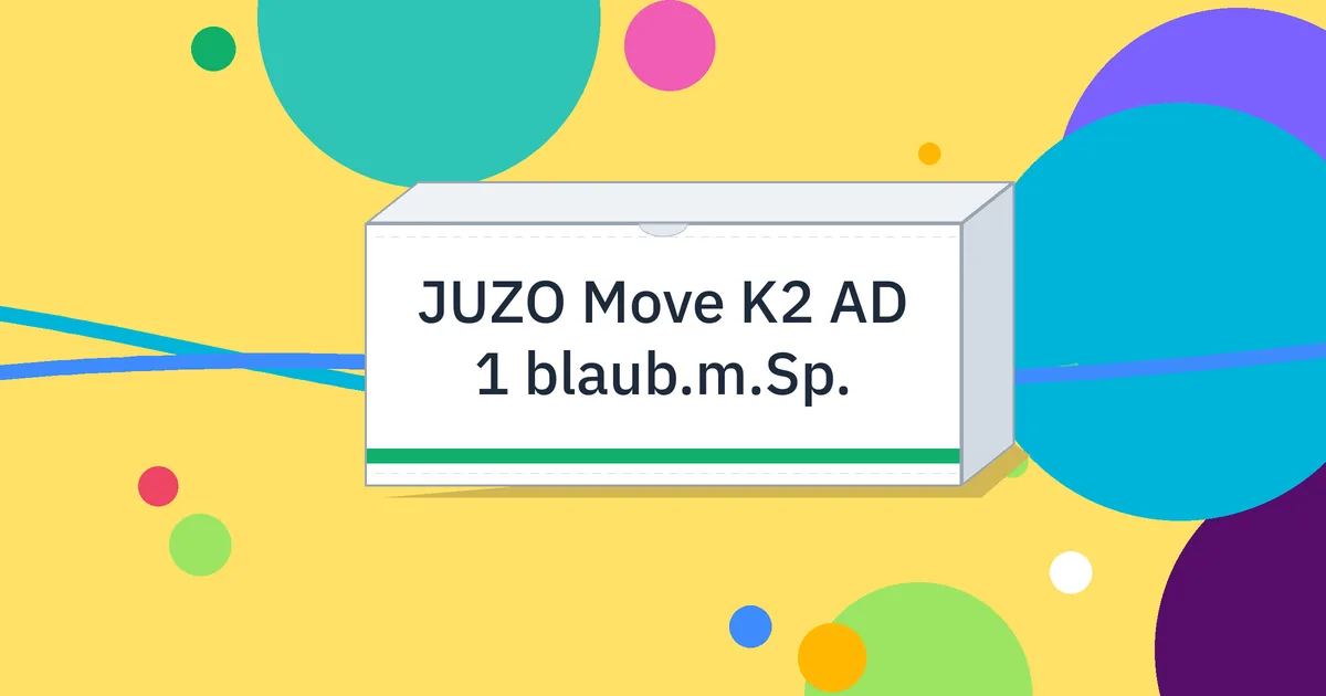 Symbolbild: Packung mit der Aufschrift JUZO Move K2 AD 1 blaub.m.Sp. (PZN 18538817) – Verfügbarkeit und Bezug in Apotheken in Frankfurt am Main