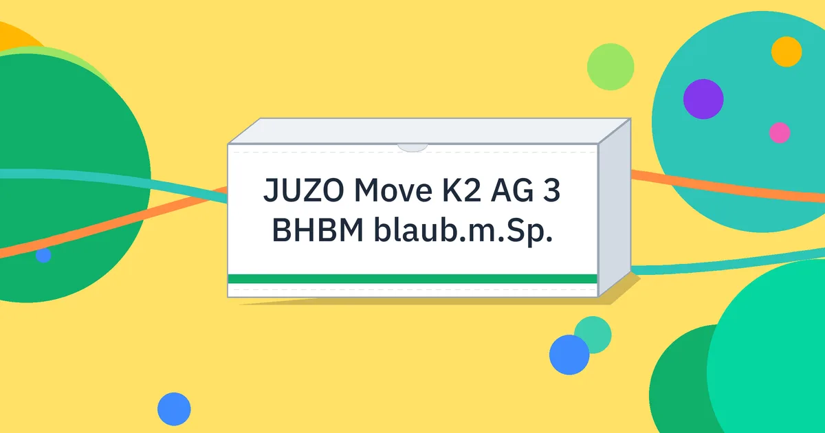 Symbolbild: Packung mit der Aufschrift JUZO Move K2 AG 3 BHBM blaub.m.Sp. (PZN 18556229) – Verfügbarkeit und Bezug in Apotheken in Frankfurt am Main