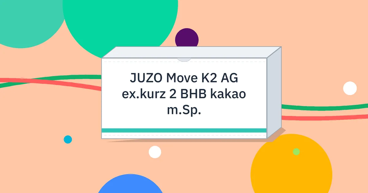 Symbolbild: Packung mit der Aufschrift JUZO Move K2 AG ex.kurz 2 BHB kakao m.Sp. (PZN 18563790) – Verfügbarkeit und Bezug in Apotheken in Frankfurt am Main