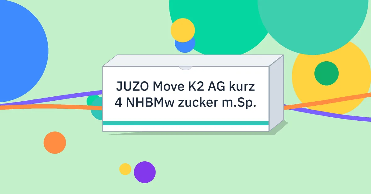 Symbolbild: Packung mit der Aufschrift JUZO Move K2 AG kurz 4 NHBMw zucker m.Sp. (PZN 18527417) – Verfügbarkeit und Bezug in Apotheken in Frankfurt am Main