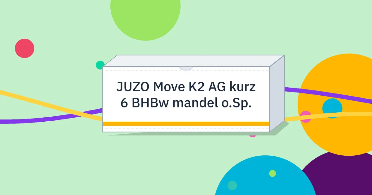 Symbolbild: Packung mit der Aufschrift JUZO Move K2 AG kurz 6 BHBw mandel o.Sp. (PZN 16646106) – Verfügbarkeit und Bezug in Apotheken in Frankfurt am Main