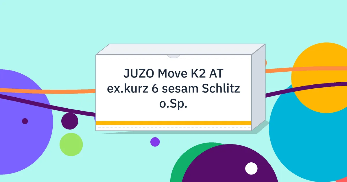 Symbolbild: Packung mit der Aufschrift JUZO Move K2 AT ex.kurz 6 sesam Schlitz o.Sp. (PZN 20673333) – Verfügbarkeit und Bezug in Apotheken in Frankfurt am Main
