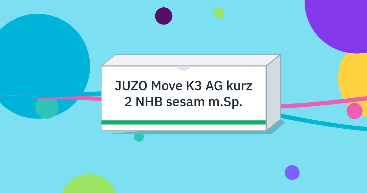Symbolbild: Packung mit der Aufschrift JUZO Move K3 AG kurz 2 NHB sesam m.Sp. (PZN 18579199) – Verfügbarkeit und Bezug in Apotheken in Frankfurt am Main