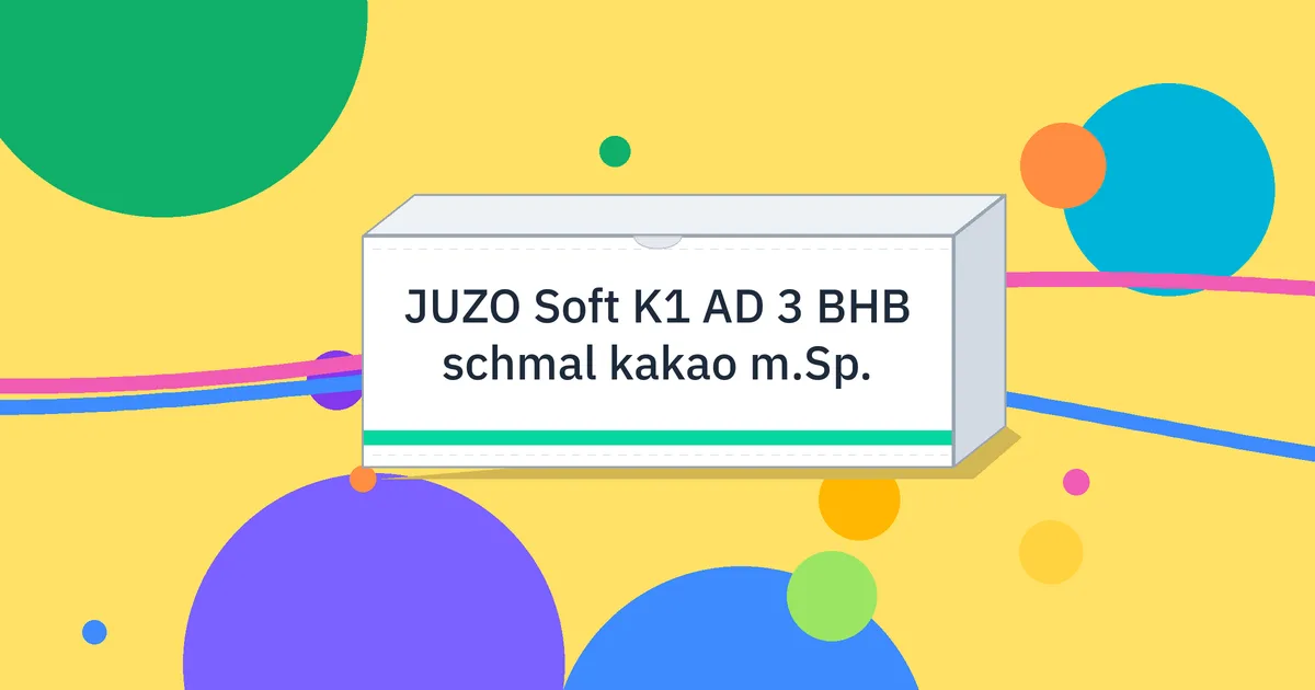 Symbolbild: Packung mit der Aufschrift JUZO Soft K1 AD 3 BHB schmal kakao m.Sp. (PZN 15461356) – Verfügbarkeit und Bezug in Apotheken in Frankfurt am Main