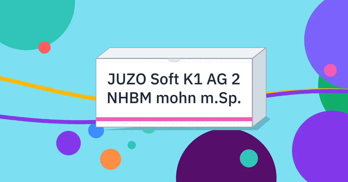 Symbolbild: Packung mit der Aufschrift JUZO Soft K1 AG 2 NHBM mohn m.Sp. (PZN 14999177) – Verfügbarkeit und Bezug in Apotheken in Frankfurt am Main