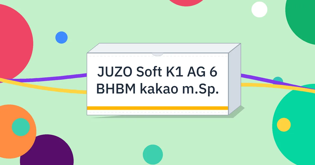 Symbolbild: Packung mit der Aufschrift JUZO Soft K1 AG 6 BHBM kakao m.Sp. (PZN 14855366) – Verfügbarkeit und Bezug in Apotheken in Frankfurt am Main