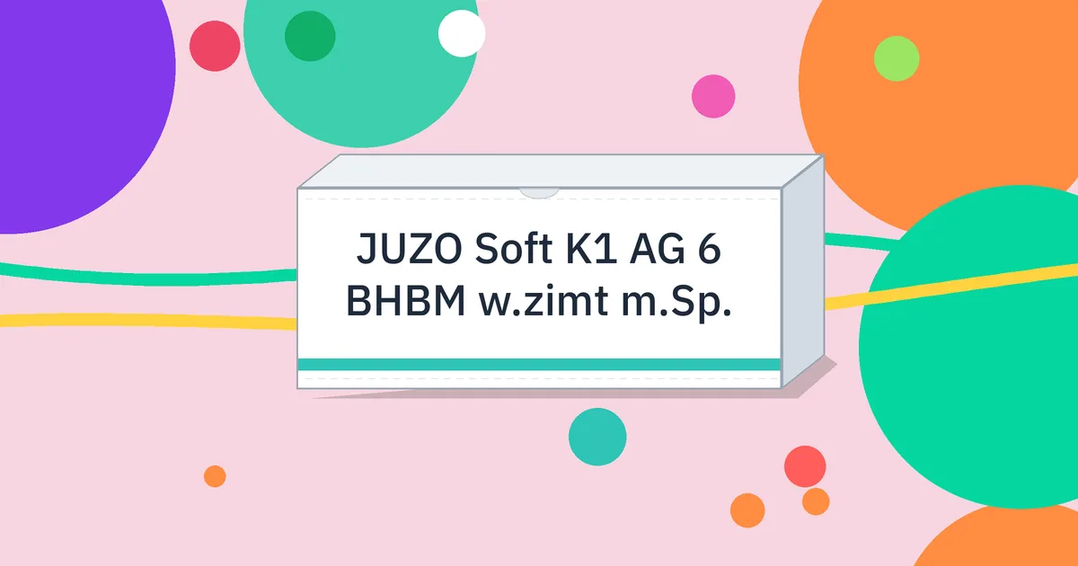 Symbolbild: Packung mit der Aufschrift JUZO Soft K1 AG 6 BHBM w.zimt m.Sp. (PZN 14862805) – Verfügbarkeit und Bezug in Apotheken in Frankfurt am Main