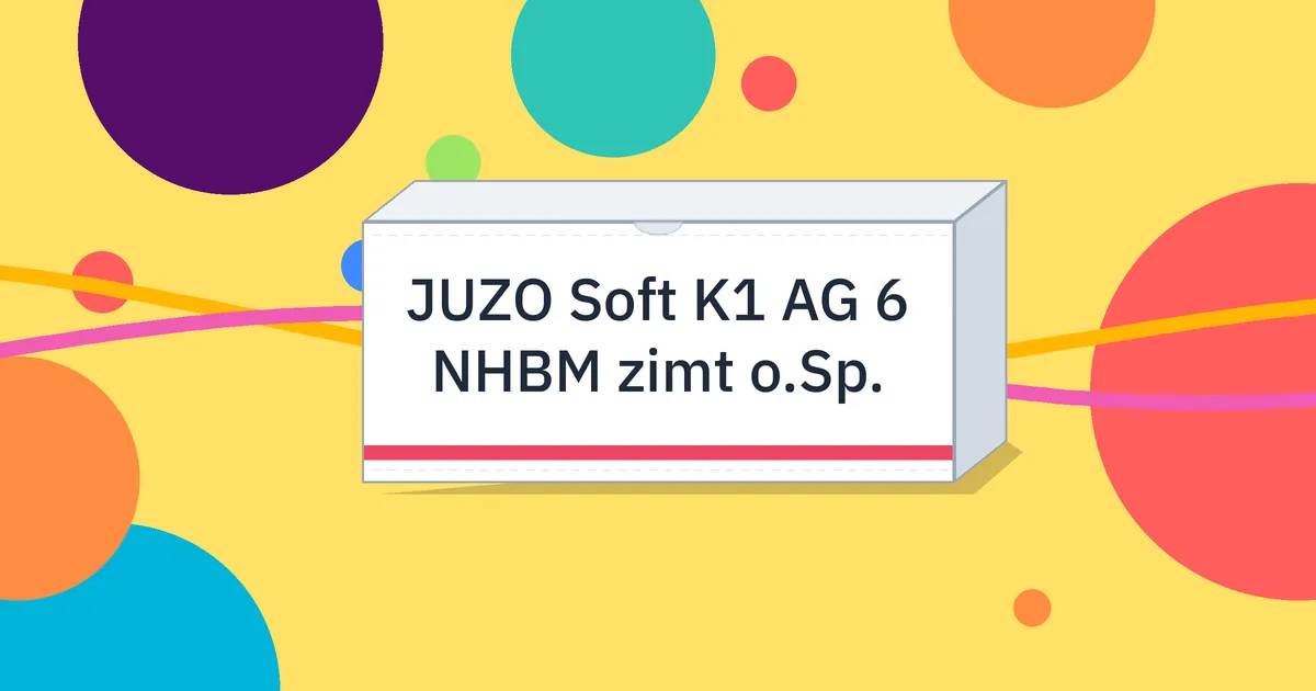 Symbolbild: Packung mit der Aufschrift JUZO Soft K1 AG 6 NHBM zimt o.Sp. (PZN 14996084) – Verfügbarkeit und Bezug in Apotheken in Frankfurt am Main