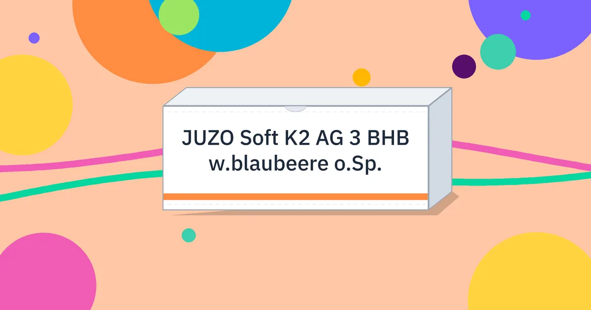 Symbolbild: Packung mit der Aufschrift JUZO Soft K2 AG 3 BHB w.blaubeere o.Sp. (PZN 14841513) – Verfügbarkeit und Bezug in Apotheken in Frankfurt am Main