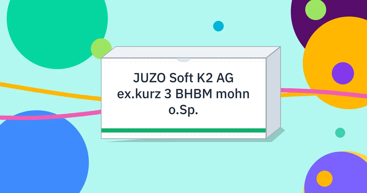 Symbolbild: Packung mit der Aufschrift JUZO Soft K2 AG ex.kurz 3 BHBM mohn o.Sp. (PZN 14862490) – Verfügbarkeit und Bezug in Apotheken in Frankfurt am Main