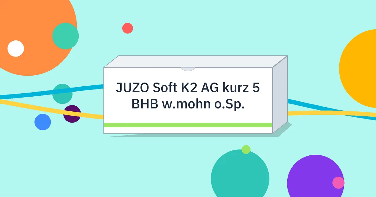 Symbolbild: Packung mit der Aufschrift JUZO Soft K2 AG kurz 5 BHB w.mohn o.Sp. (PZN 14842990) – Verfügbarkeit und Bezug in Apotheken in Frankfurt am Main