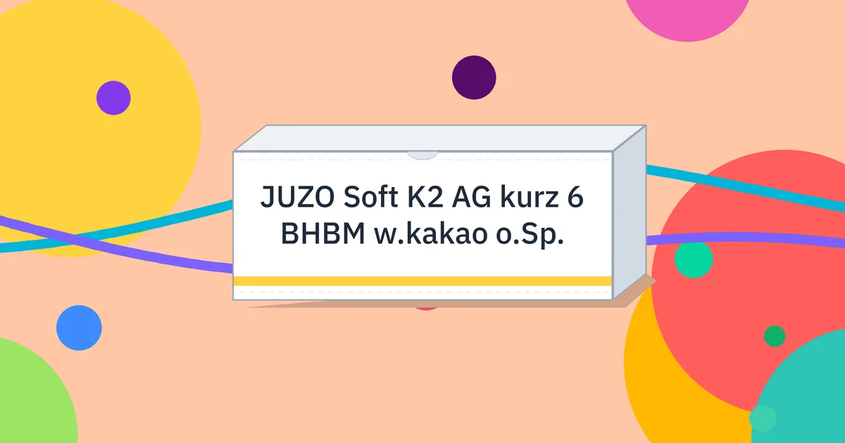 Symbolbild: Packung mit der Aufschrift JUZO Soft K2 AG kurz 6 BHBM w.kakao o.Sp. (PZN 14869842) – Verfügbarkeit und Bezug in Apotheken in Frankfurt am Main