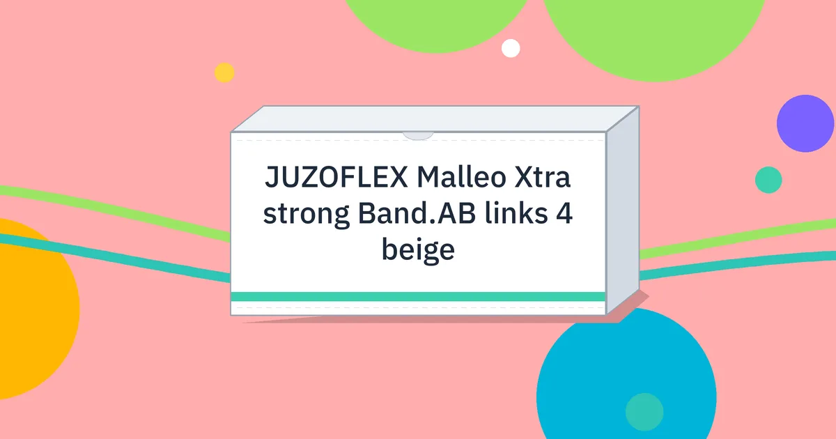 Symbolbild: Packung mit der Aufschrift JUZOFLEX Malleo Xtra strong Band.AB links 4 beige (PZN 16634801) – Verfügbarkeit und Bezug in Apotheken in Frankfurt am Main
