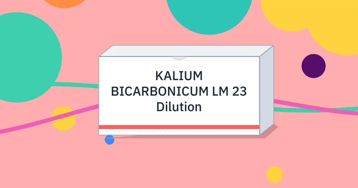 Symbolbild: Packung mit der Aufschrift KALIUM BICARBONICUM LM 23 Dilution (PZN 13783564) – Verfügbarkeit und Bezug in Apotheken in Frankfurt am Main