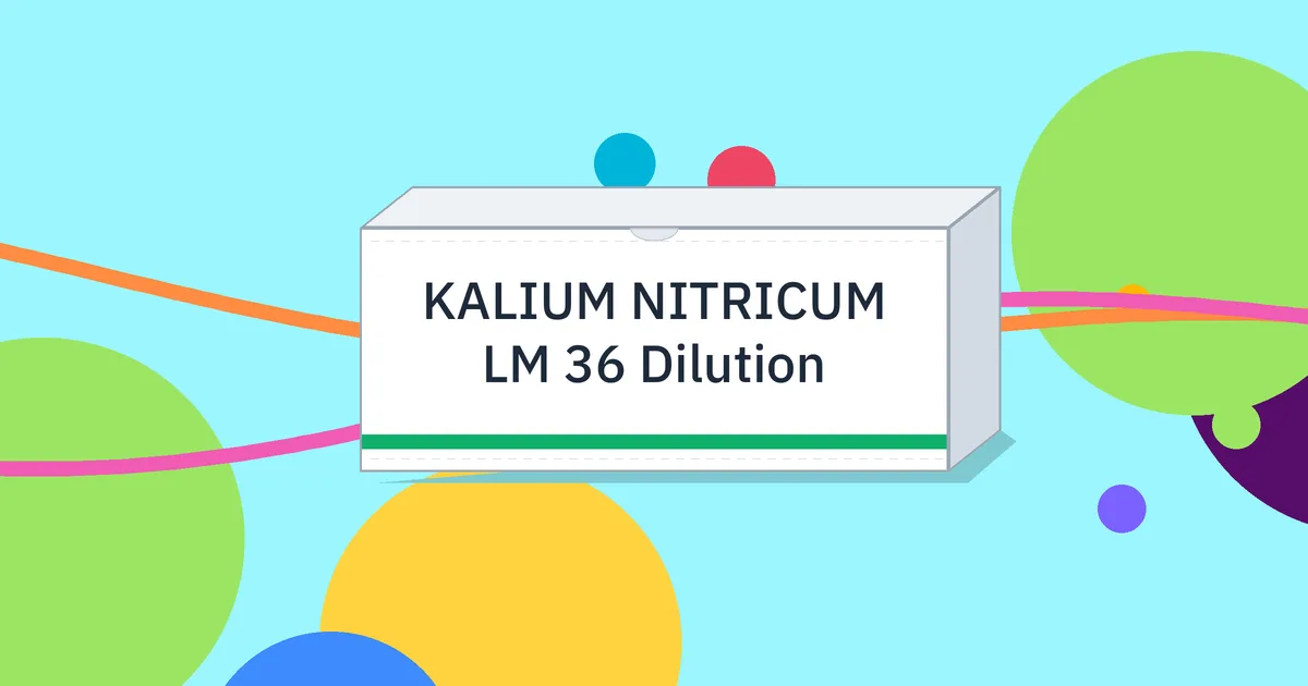 Symbolbild: Packung mit der Aufschrift KALIUM NITRICUM LM 36 Dilution (PZN 12923402) – Verfügbarkeit und Bezug in Apotheken in Frankfurt am Main