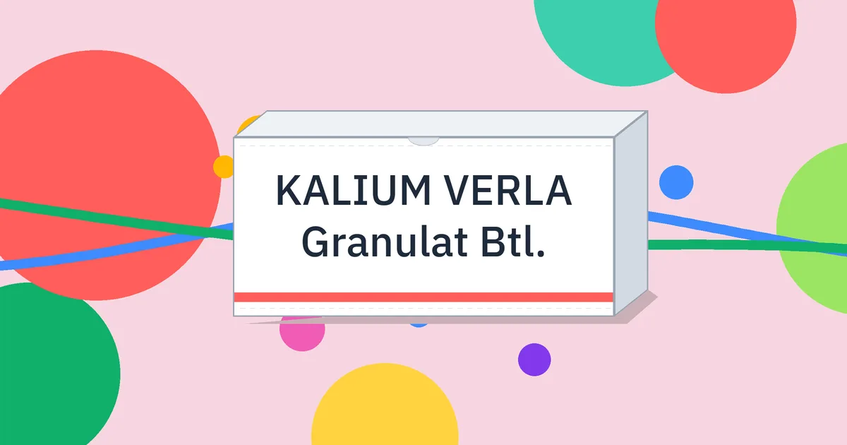 Symbolbild: Packung mit der Aufschrift KALIUM VERLA Granulat Btl. (PZN 07712873) – Verfügbarkeit und Bezug in Apotheken in Frankfurt am Main
