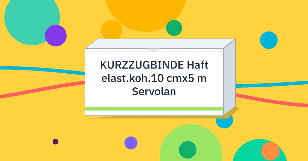 Symbolbild: Packung mit der Aufschrift KURZZUGBINDE Haft elast.koh.10 cmx5 m Servolan (PZN 04762586) – Verfügbarkeit und Bezug in Apotheken in Frankfurt am Main