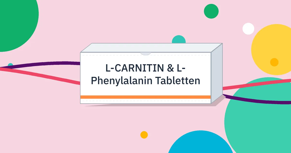 Symbolbild: Packung mit der Aufschrift L-CARNITIN & L-Phenylalanin Tabletten (PZN 18449858) – Verfügbarkeit und Bezug in Apotheken in Frankfurt am Main