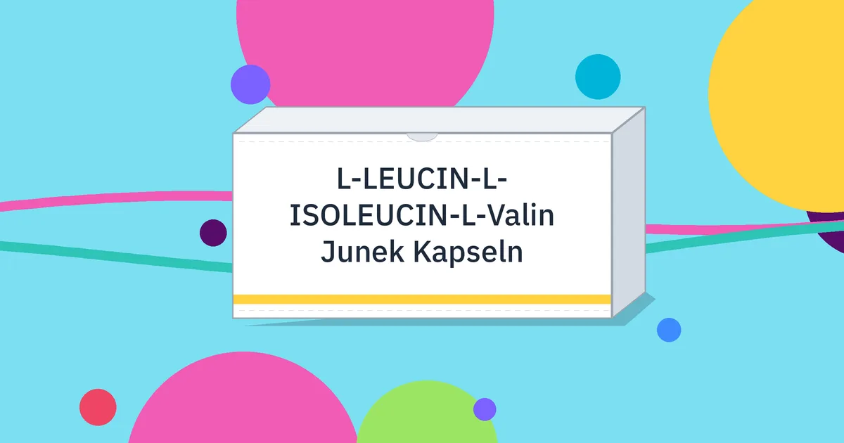 Symbolbild: Packung mit der Aufschrift L-LEUCIN-L-ISOLEUCIN-L-Valin Junek Kapseln (PZN 17755576) – Verfügbarkeit und Bezug in Apotheken in Frankfurt am Main