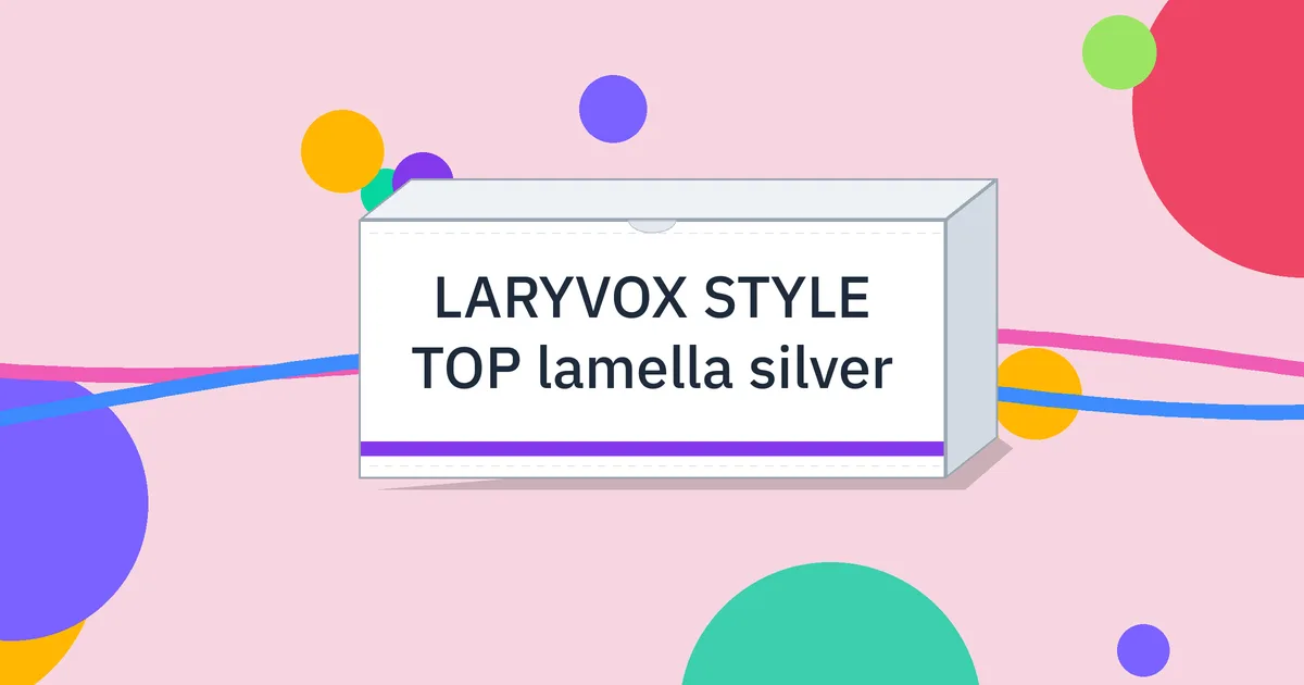 Symbolbild: Packung mit der Aufschrift LARYVOX STYLE TOP lamella silver (PZN 11220294) – Verfügbarkeit und Bezug in Apotheken in Frankfurt am Main
