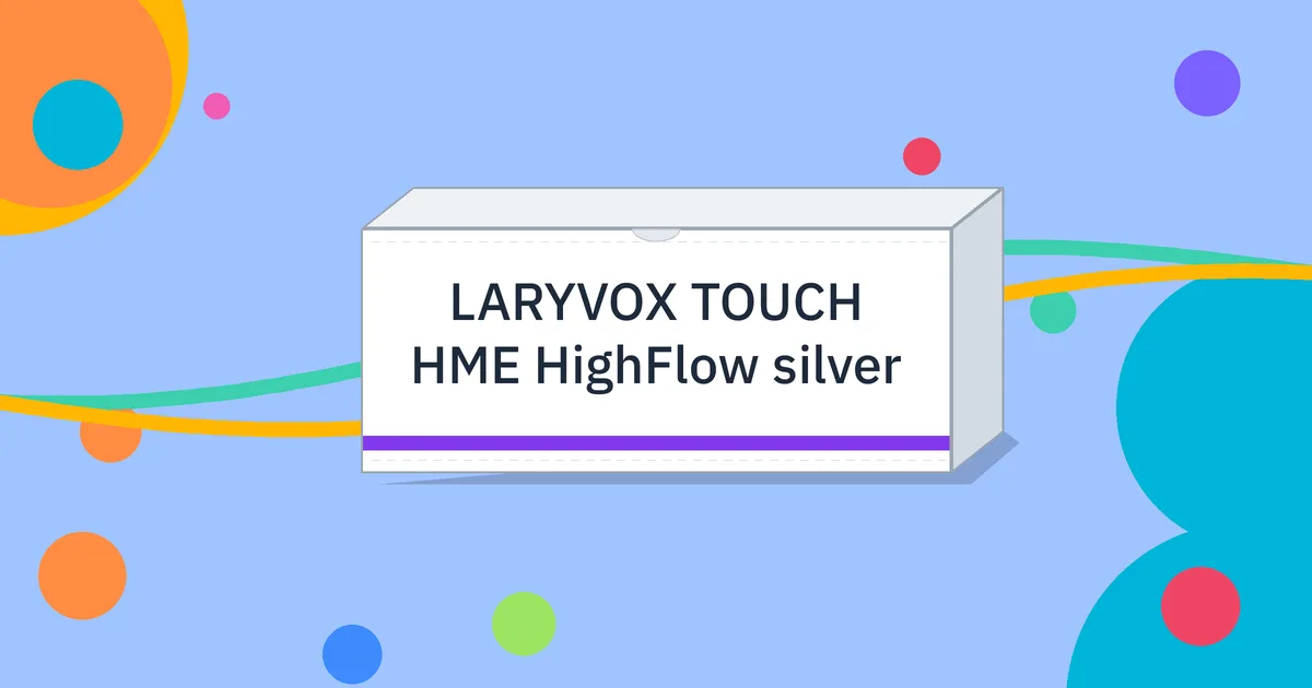 Symbolbild: Packung mit der Aufschrift LARYVOX TOUCH HME HighFlow silver (PZN 11298971) – Verfügbarkeit und Bezug in Apotheken in Frankfurt am Main