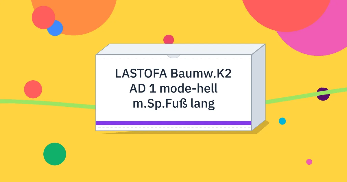 Symbolbild: Packung mit der Aufschrift LASTOFA Baumw.K2 AD 1 mode-hell m.Sp.Fuß lang (PZN 01943838) – Verfügbarkeit und Bezug in Apotheken in Frankfurt am Main