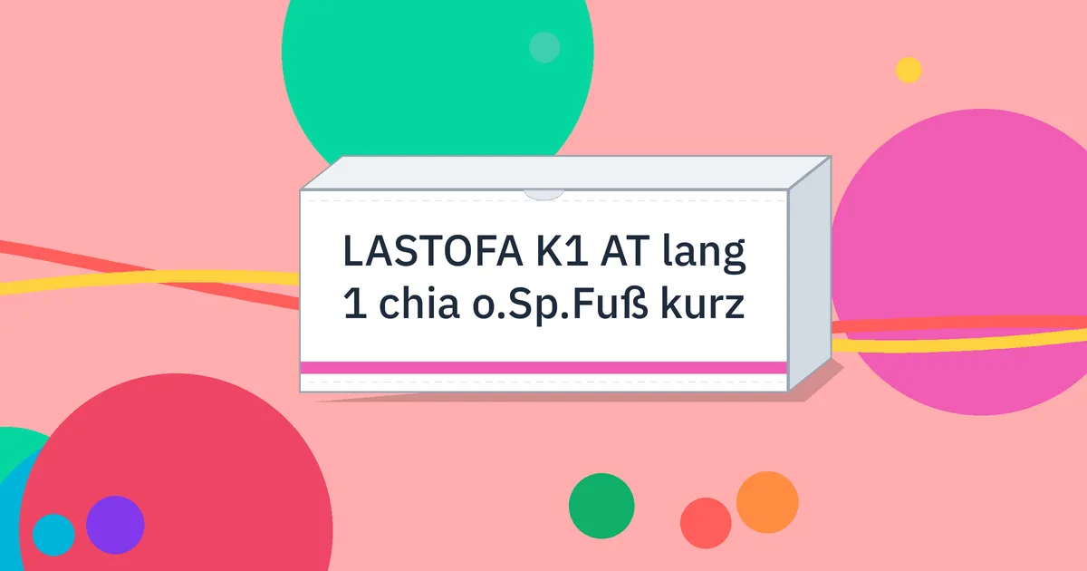 Symbolbild: Packung mit der Aufschrift LASTOFA K1 AT lang 1 chia o.Sp.Fuß kurz (PZN 13794987) – Verfügbarkeit und Bezug in Apotheken in Frankfurt am Main