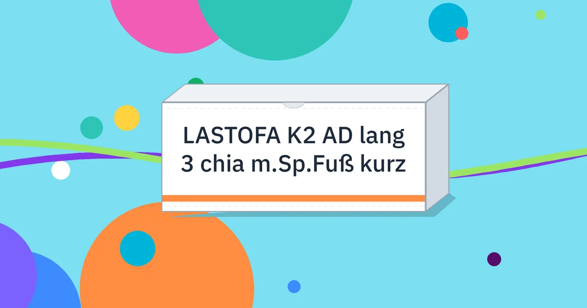 Symbolbild: Packung mit der Aufschrift LASTOFA K2 AD lang 3 chia m.Sp.Fuß kurz (PZN 13800096) – Verfügbarkeit und Bezug in Apotheken in Frankfurt am Main