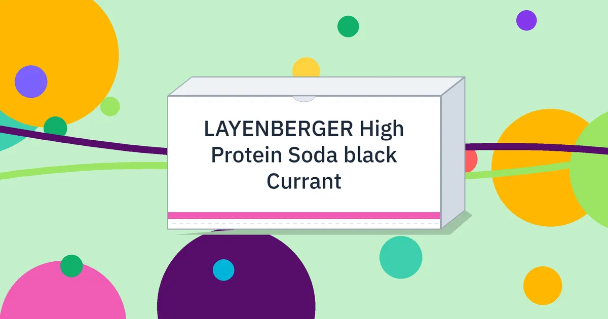 Symbolbild: Packung mit der Aufschrift LAYENBERGER High Protein Soda black Currant (PZN 20522953) – Verfügbarkeit und Bezug in Apotheken in Frankfurt am Main