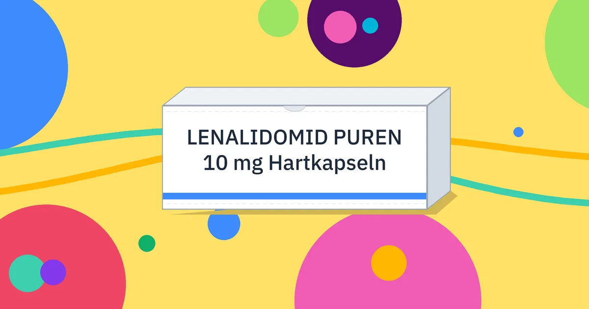 Symbolbild: Packung mit der Aufschrift LENALIDOMID PUREN 10 mg Hartkapseln (PZN 16943181) – Verfügbarkeit und Bezug in Apotheken in Frankfurt am Main