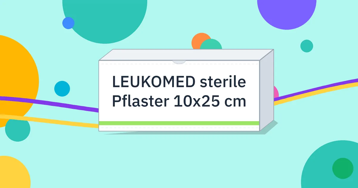 Symbolbild: Packung mit der Aufschrift LEUKOMED sterile Pflaster 10x25 cm (PZN 20157643) – Verfügbarkeit und Bezug in Apotheken in Frankfurt am Main