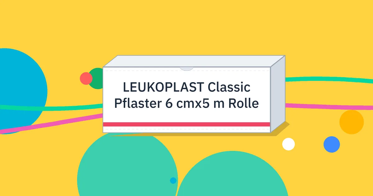 Symbolbild: Packung mit der Aufschrift LEUKOPLAST Classic Pflaster 6 cmx5 m Rolle (PZN 13838207) – Verfügbarkeit und Bezug in Apotheken in Frankfurt am Main
