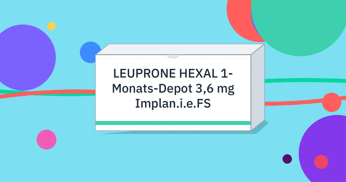 Symbolbild: Packung mit der Aufschrift LEUPRONE HEXAL 1-Monats-Depot 3,6 mg Implan.i.e.FS (PZN 18175071) – Verfügbarkeit und Bezug in Apotheken in Frankfurt am Main