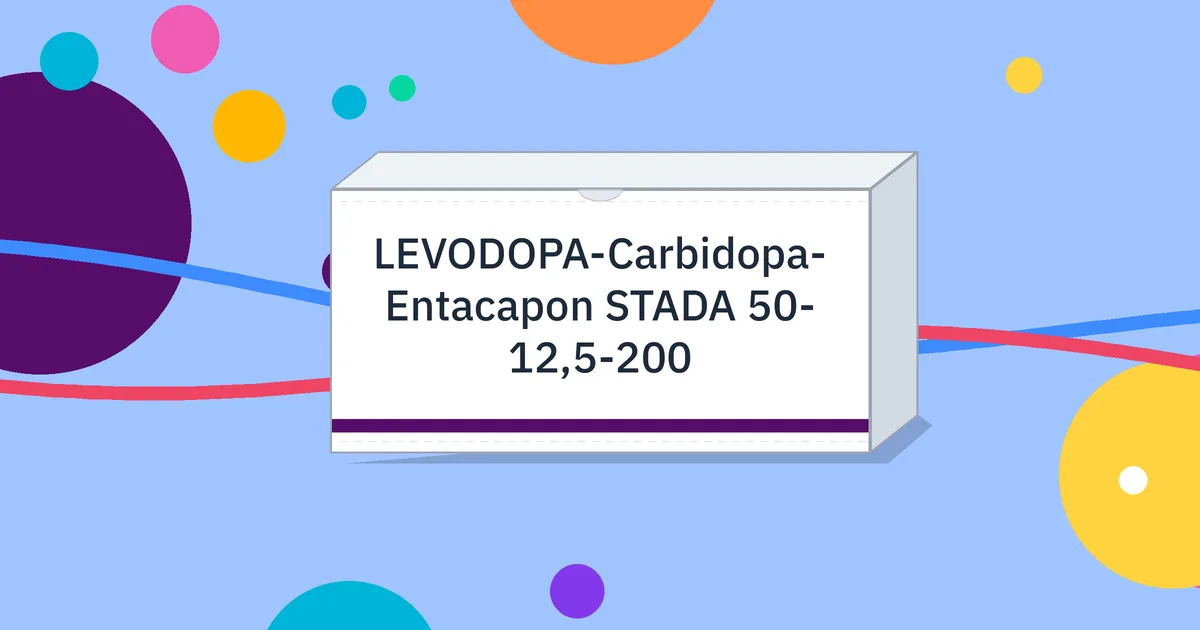 Symbolbild: Packung mit der Aufschrift LEVODOPA-Carbidopa-Entacapon STADA 50-12,5-200 (PZN 10386727) – Verfügbarkeit und Bezug in Apotheken in Frankfurt am Main