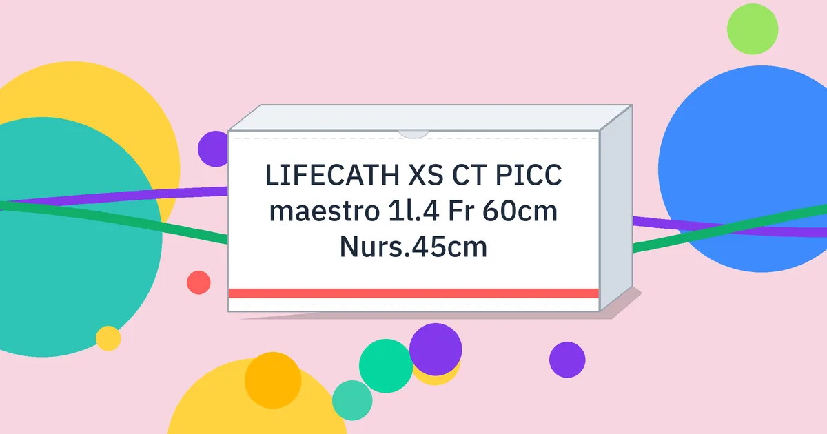 Symbolbild: Packung mit der Aufschrift LIFECATH XS CT PICC maestro 1l.4 Fr 60cm Nurs.45cm (PZN 19127677) – Verfügbarkeit und Bezug in Apotheken in Frankfurt am Main