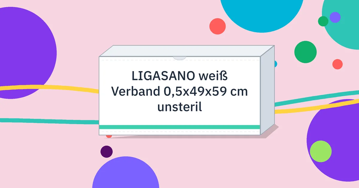 Symbolbild: Packung mit der Aufschrift LIGASANO weiß Verband 0,5x49x59 cm unsteril (PZN 20171761) – Verfügbarkeit und Bezug in Apotheken in Frankfurt am Main