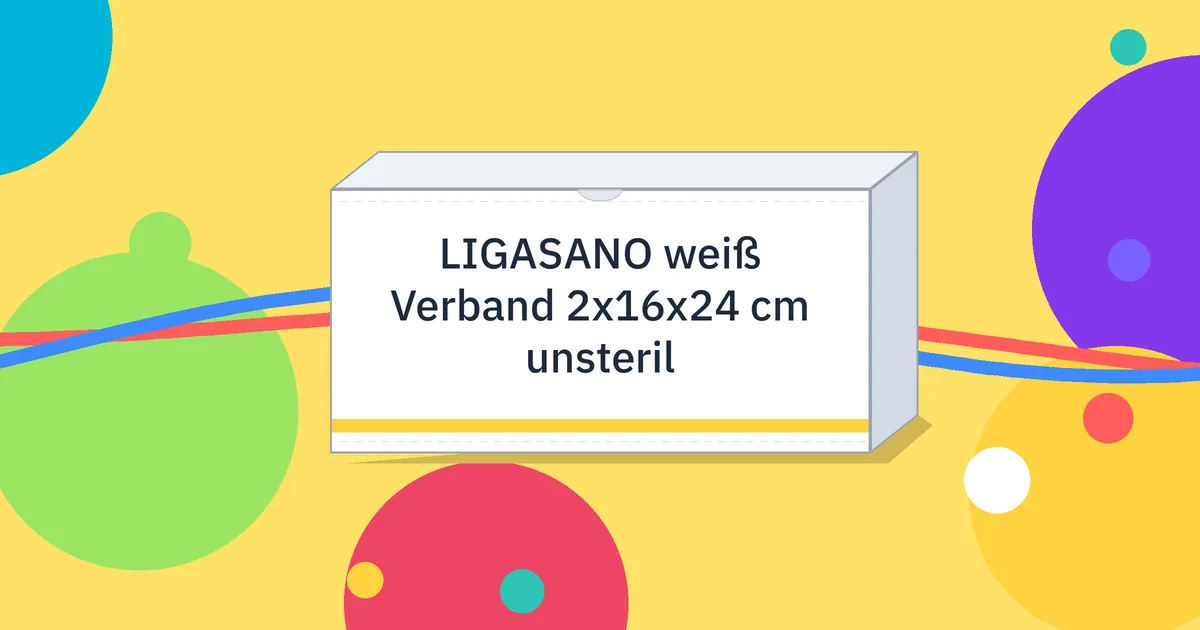 Symbolbild: Packung mit der Aufschrift LIGASANO weiß Verband 2x16x24 cm unsteril (PZN 17251083) – Verfügbarkeit und Bezug in Apotheken in Frankfurt am Main